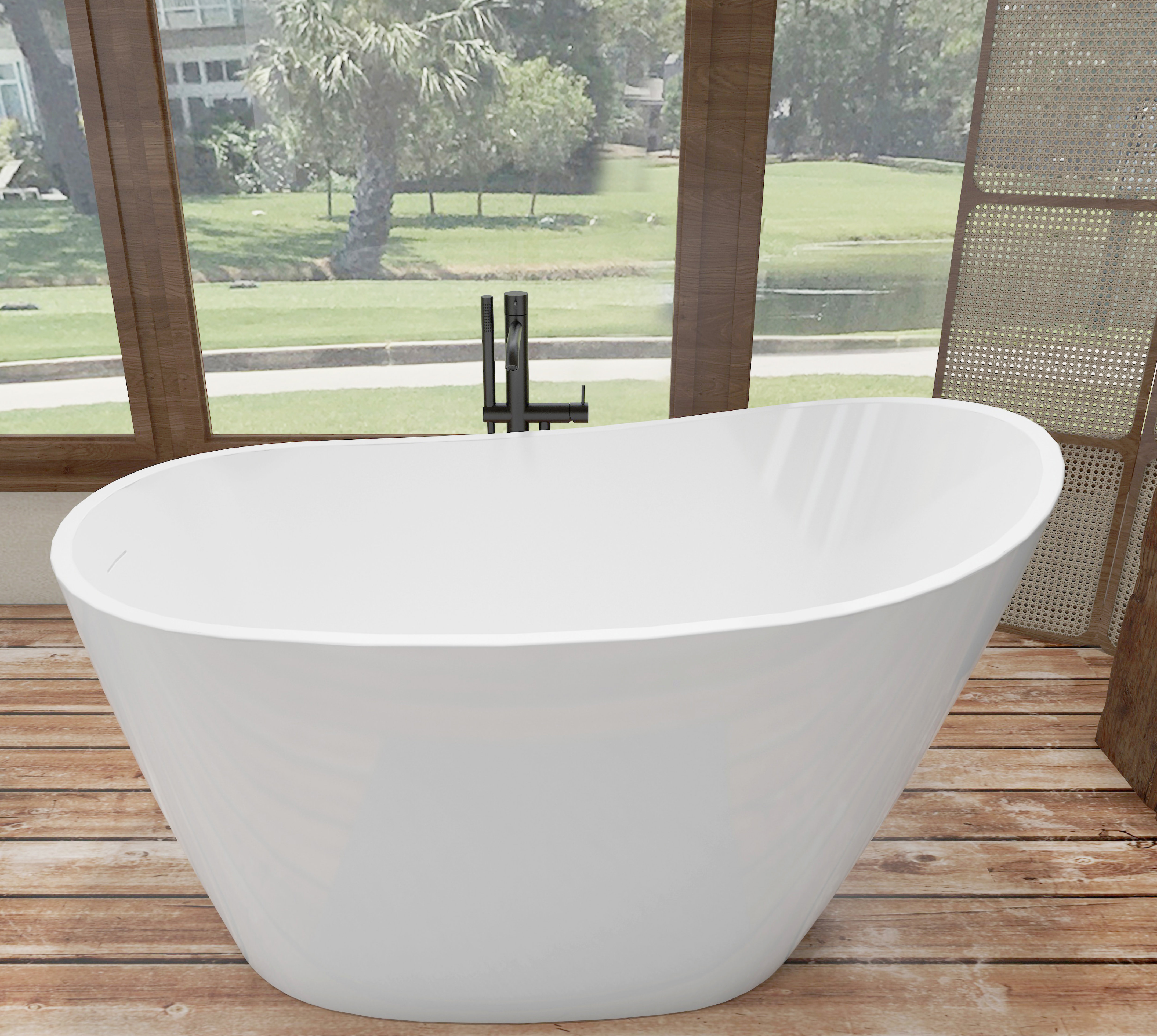 TZDD J29 51" x 30" Freestanding Soaking Acrylic Bathtub Free Standing Tub Deep Soaking Bath Tub ...